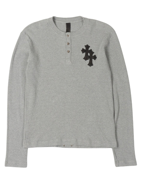 Chrome Hearts Cross Patch Henley Thermal Long Sleeve Chrome Hearts Cross Patch Henley Thermal Long Sleeve