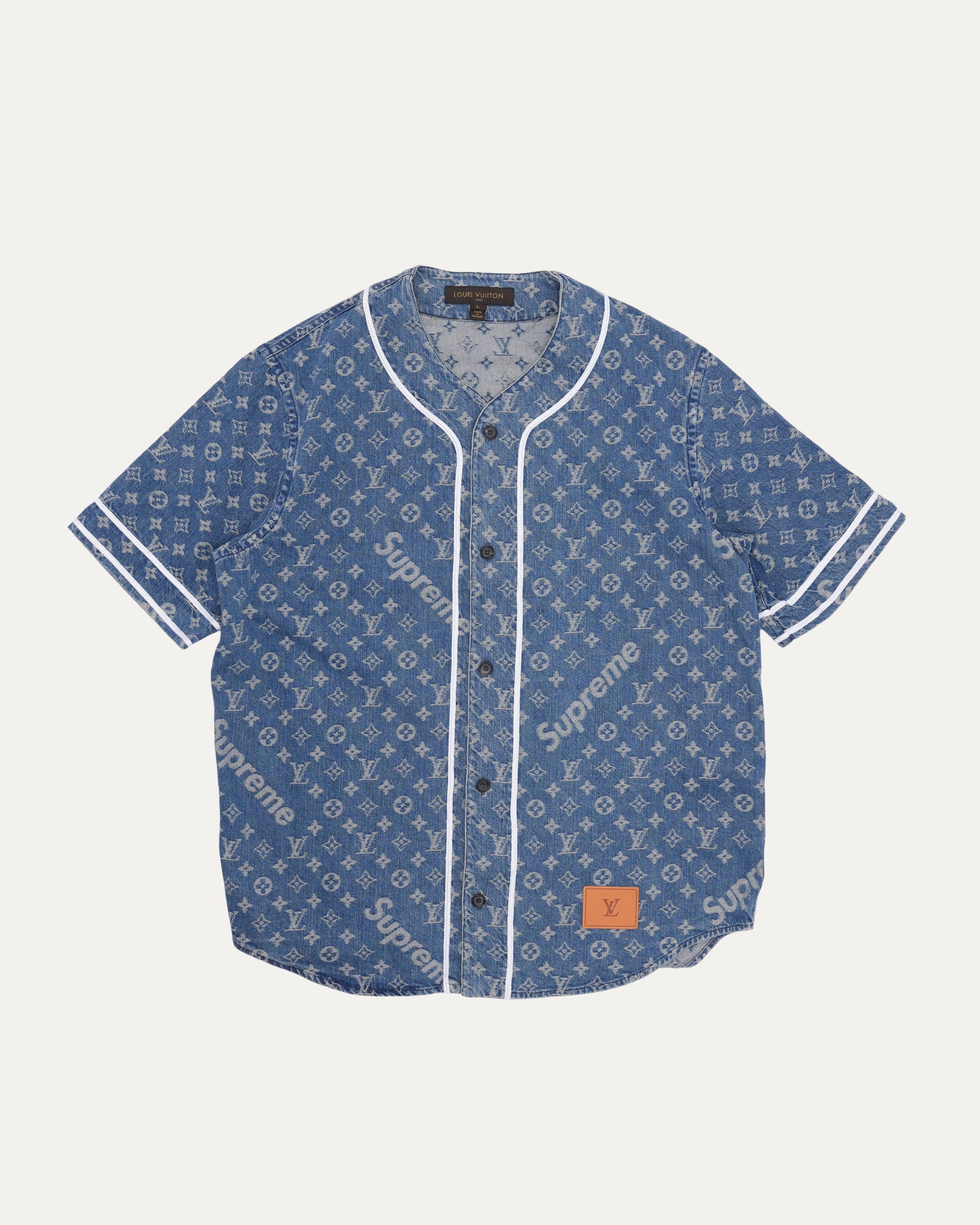 Louis Vuitton Supreme Jacquard Denim Baseball Jersey – Justin Reed