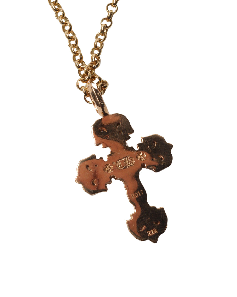 Chrome Hearts 22k Gold Fancy Diamond Cross Pendant w/ Chain – Justin Reed