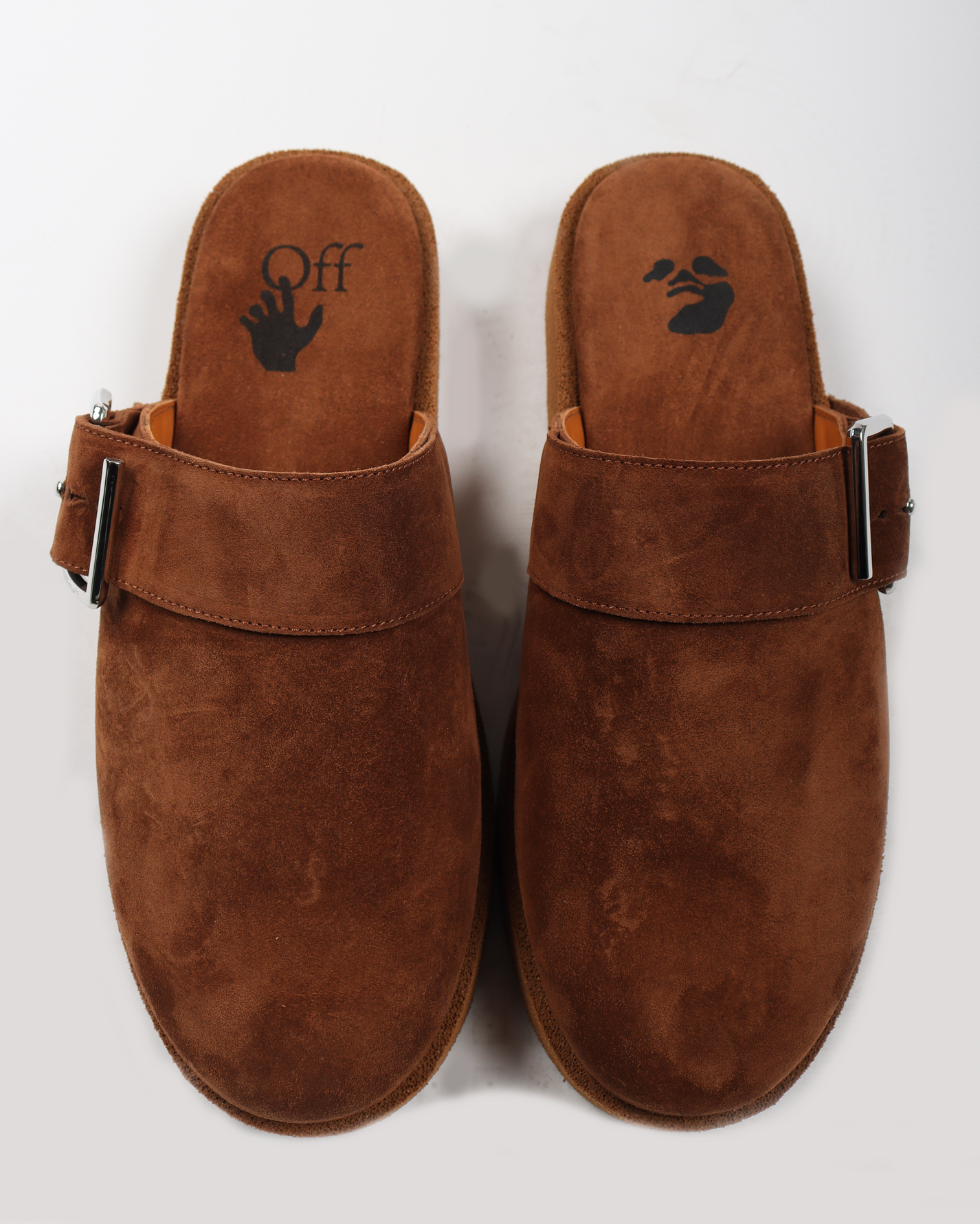 Off-White Comfort Backless Suede Slippers – Justin Reed